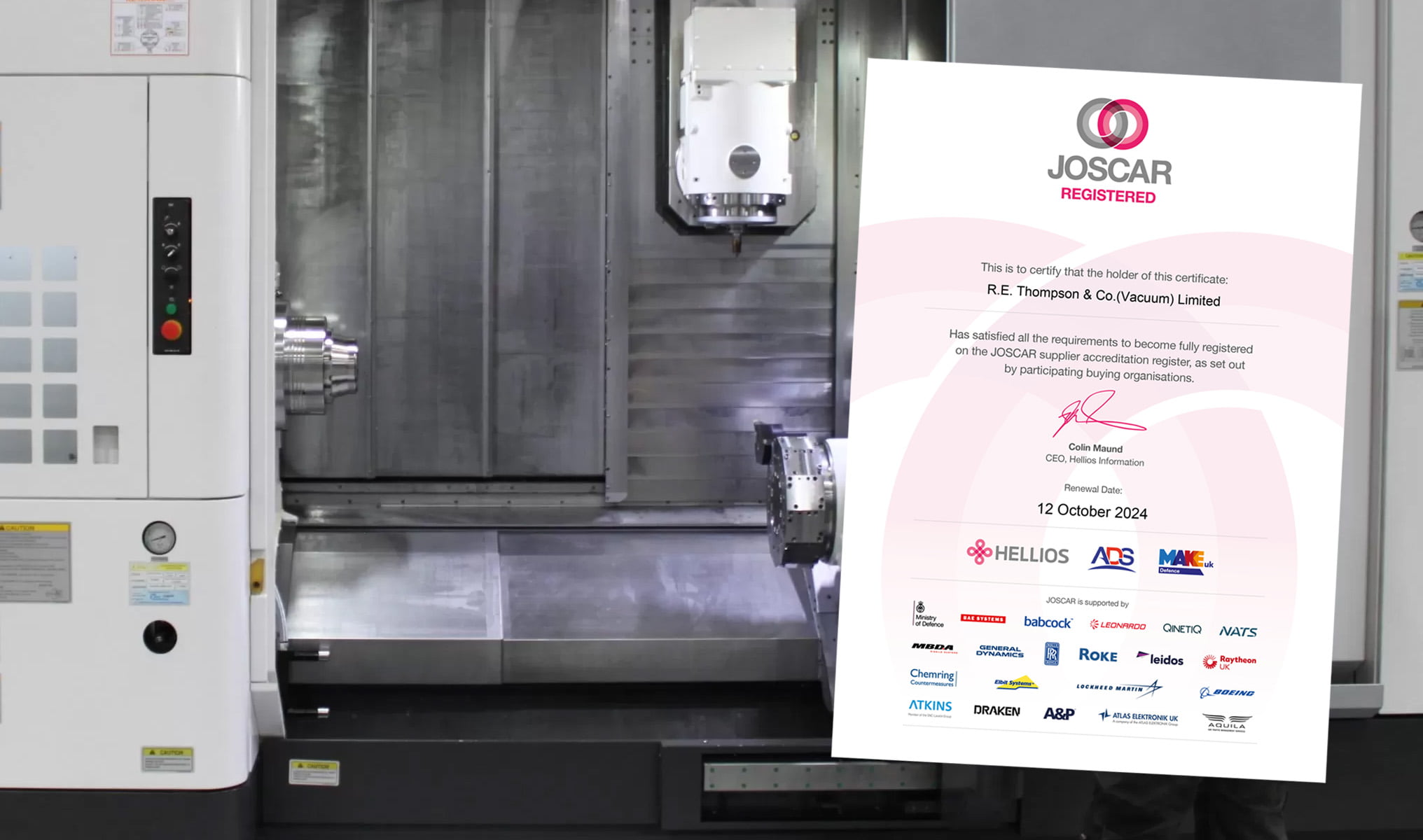 We're now fully registered on the JOSCAR supplier accreditation register! - R E Thompson